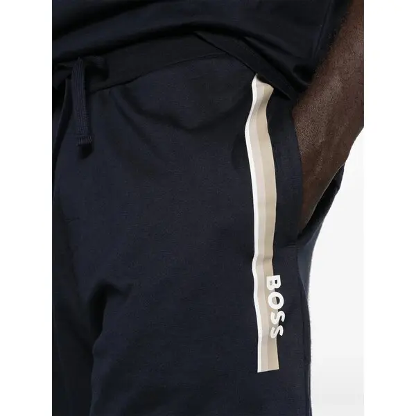 BOSS Navy Cotton Track Shorts With Logo Detail