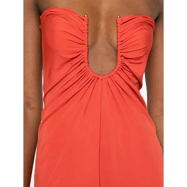 Christopher Esber Strapless Plunge Neckline Gathered Bodice Maxi Dress - Red