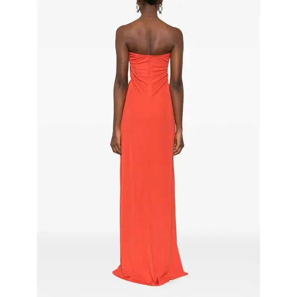 Christopher Esber Strapless Plunge Neckline Gathered Bodice Maxi Dress - Red