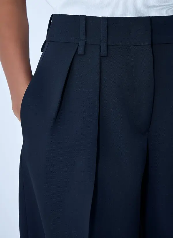 JIL SANDER High-waisted Pleated Wide-leg Wool Trousers