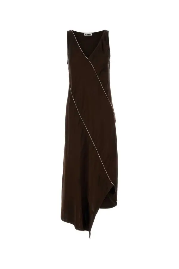 JIL SANDER Chocolate Satin Dress - Brown