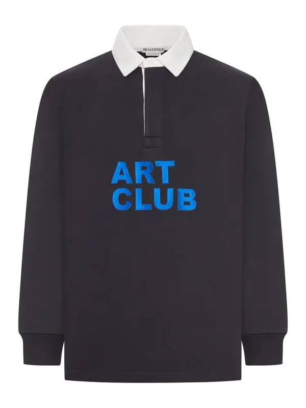JW Anderson J.w.anderson Men`s Art Club Rugby Polo Shirt In Washed - Black