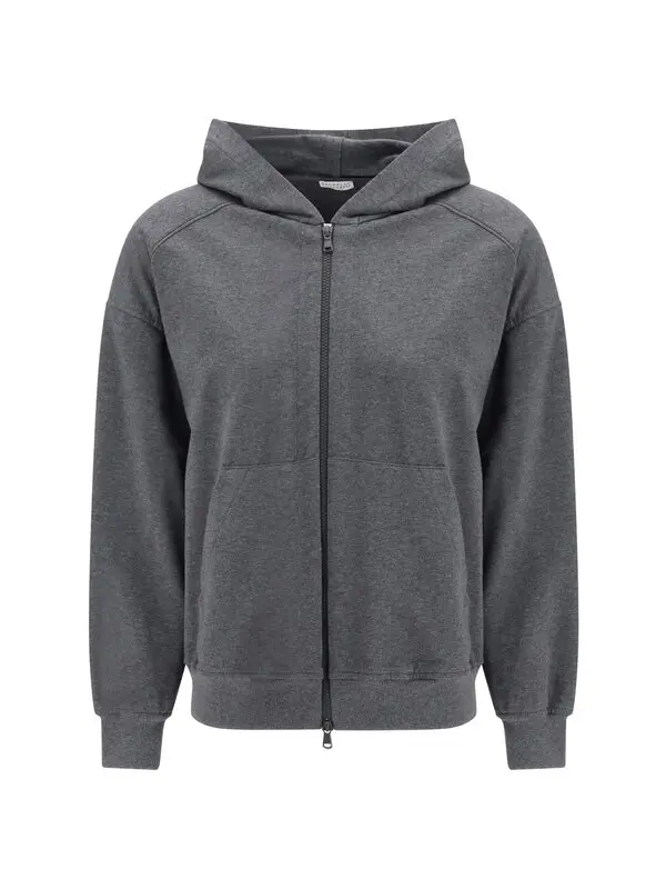 Brunello Cucinelli Cotton Hoodie With Double-slider Zip - Gray