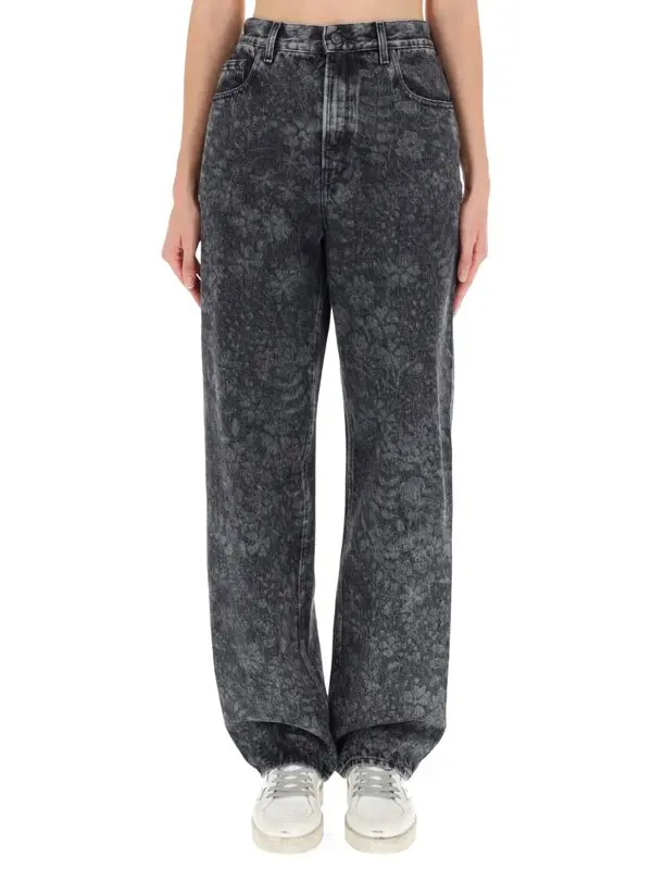 GOLDEN GOOSE Jeans With Floral Pattern - Black