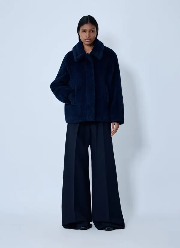 Max Mara Textured Wool And Silk Blend Coat - Blue