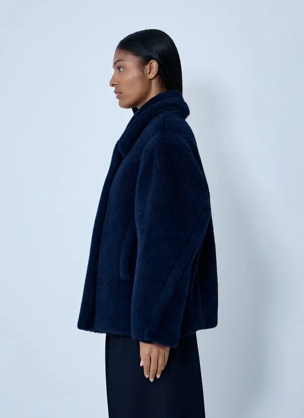 Max Mara Textured Wool And Silk Blend Coat - Blue