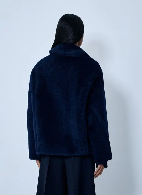 Max Mara Textured Wool And Silk Blend Coat - Blue