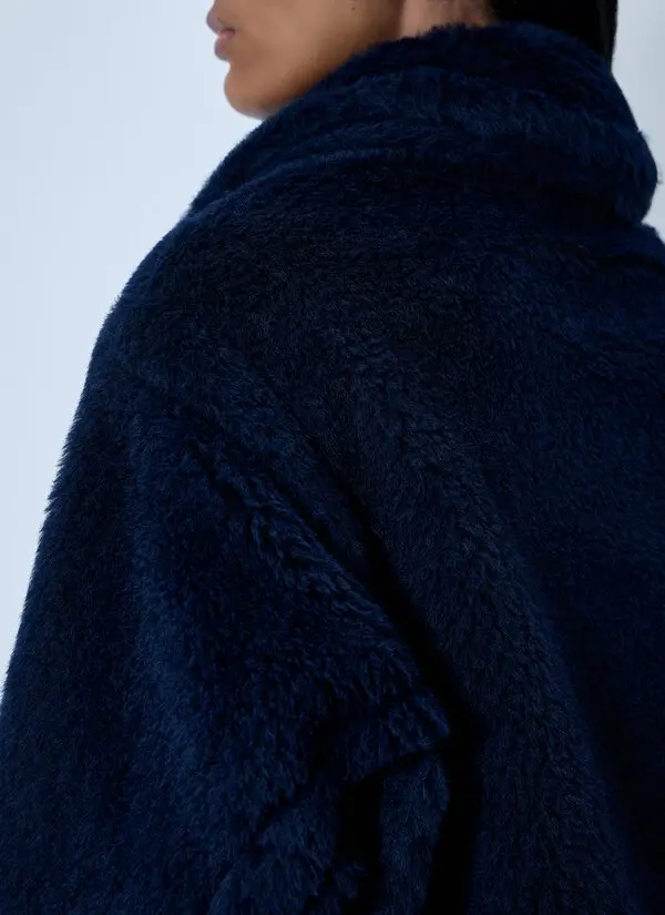 Max Mara Textured Wool And Silk Blend Coat - Blue