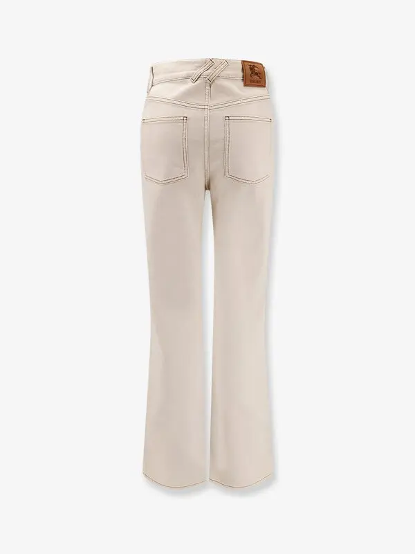 Burberry Beige Cotton Blend Flared Leg Jeans