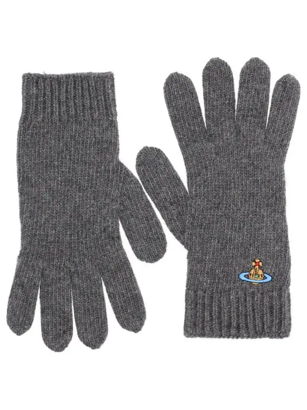 VIVIENNE WESTWOOD Gloves With Orb Embroidery - Gray