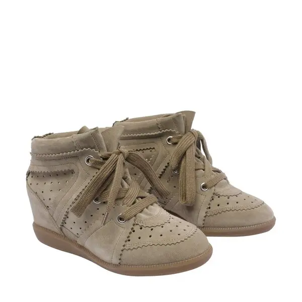 Isabel Marant Étoile Bobby Suede High-top Sneakers With Concealed Wedge - Cream