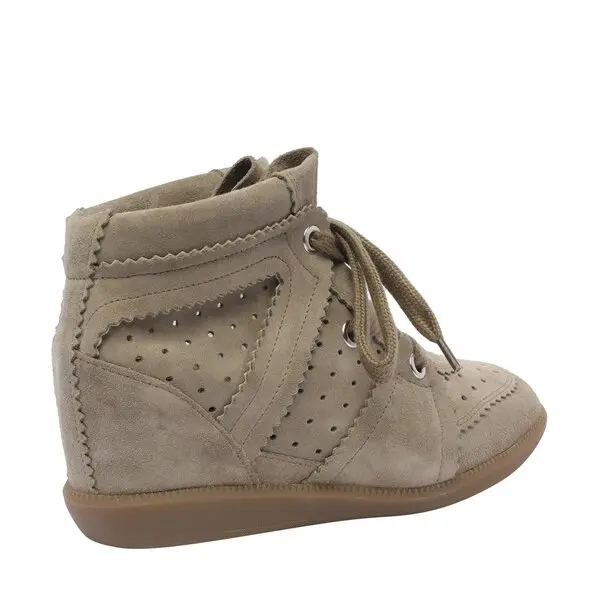 Isabel Marant Étoile Bobby Suede High-top Sneakers With Concealed Wedge - Cream