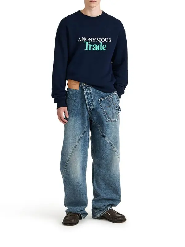 JW Anderson Twisted Denim Jeans With Off-center Closure - Multicolor