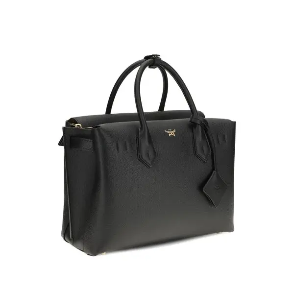 Mcm Calf Leather Tote Bag With Gold-tone Hardware