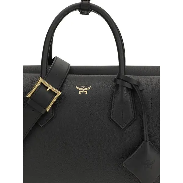 Mcm Calf Leather Tote Bag With Gold-tone Hardware