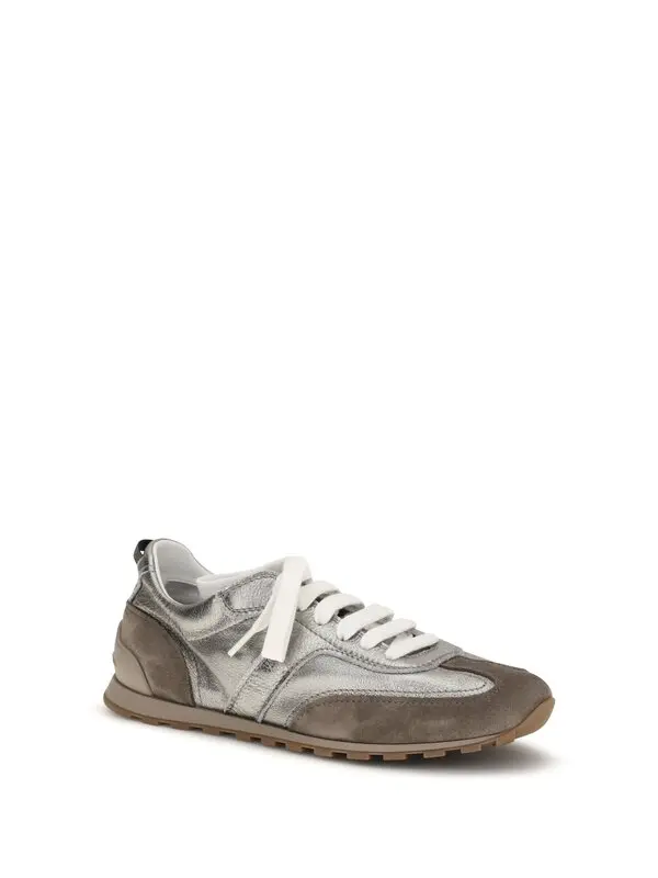 Brunello Cucinelli Paneled Suede And Leather Lace-up Sneakers