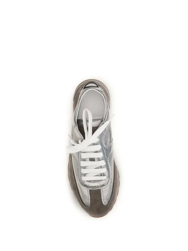 Brunello Cucinelli Paneled Suede And Leather Lace-up Sneakers
