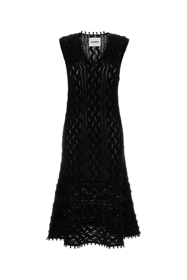 JIL SANDER Cotton Knit Dress - Black