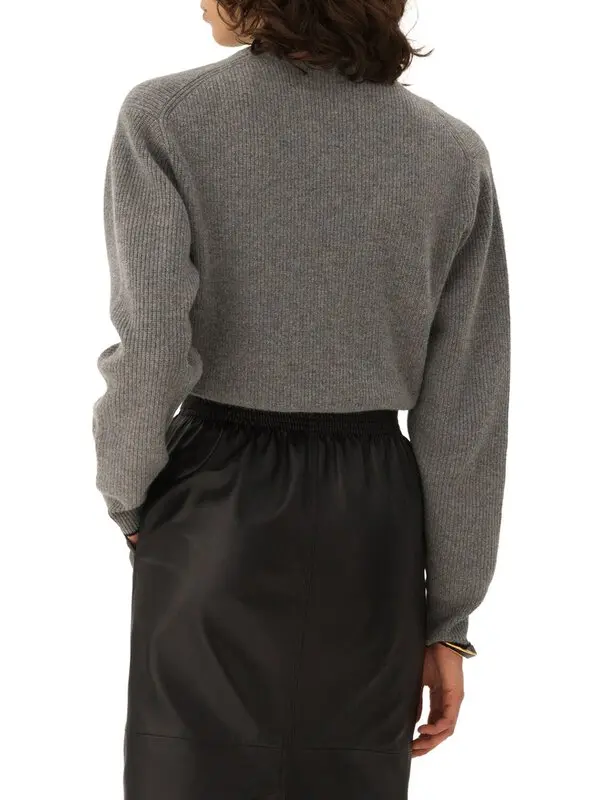 Chloé Cropped Wool Knit Sweater With Logo Detail
