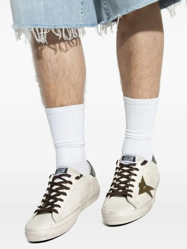 GOLDEN GOOSE Super-star Leather Sneakers With Star Motif - Multicolor