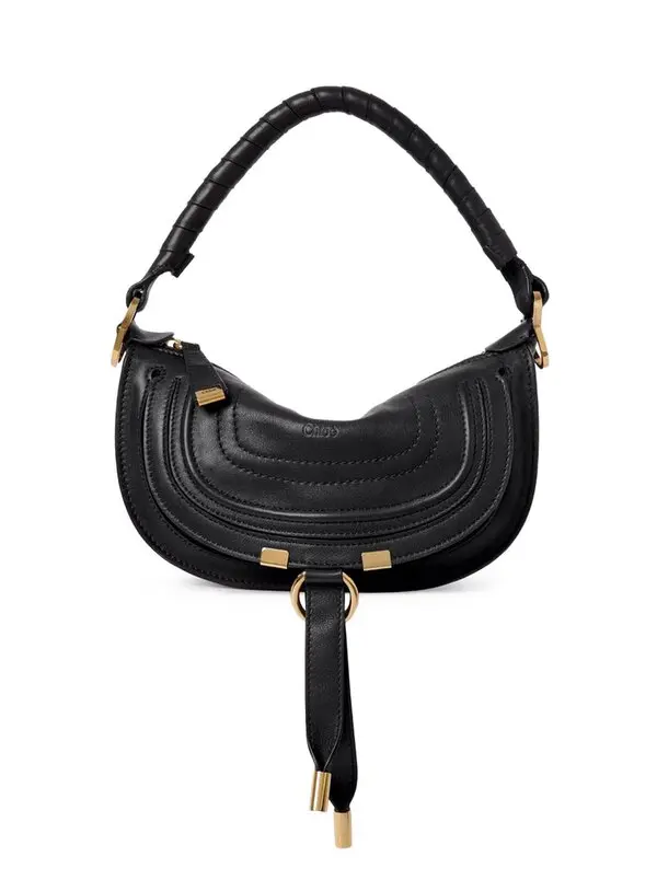 Chloé Mini Marcie Shoulder Bag In Soft Leather - Black