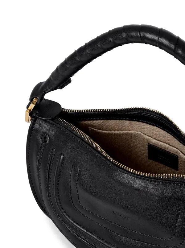 Chloé Mini Marcie Shoulder Bag In Soft Leather - Black