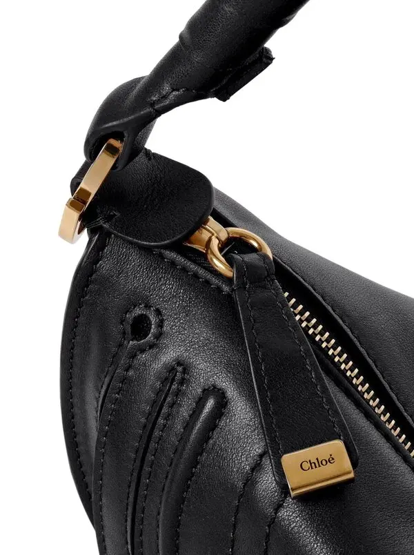 Chloé Mini Marcie Shoulder Bag In Soft Leather - Black