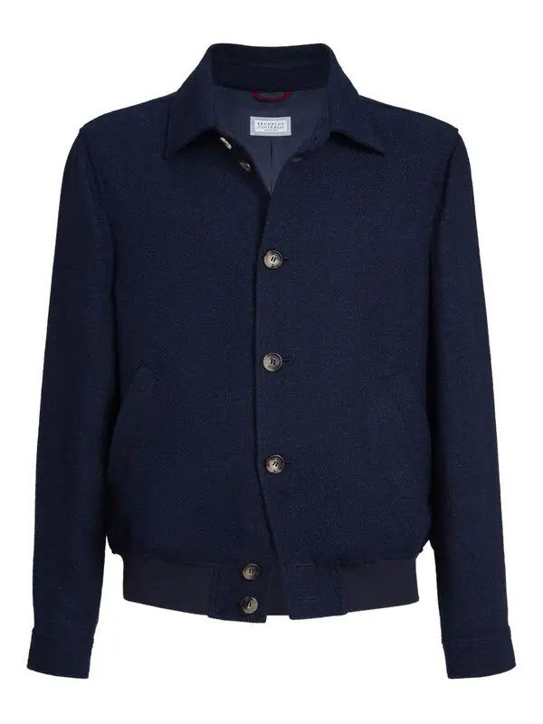 Brunello Cucinelli Linen And Silk Blend Blouson Jacket - Multicolor