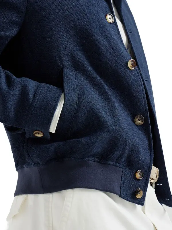 Brunello Cucinelli Linen And Silk Blend Blouson Jacket - Multicolor