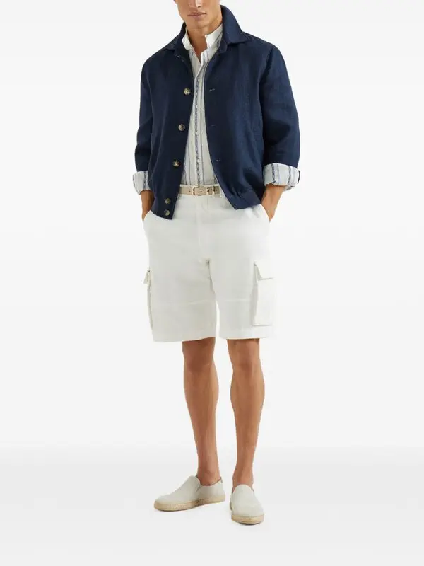 Brunello Cucinelli Linen And Silk Blend Blouson Jacket - Multicolor