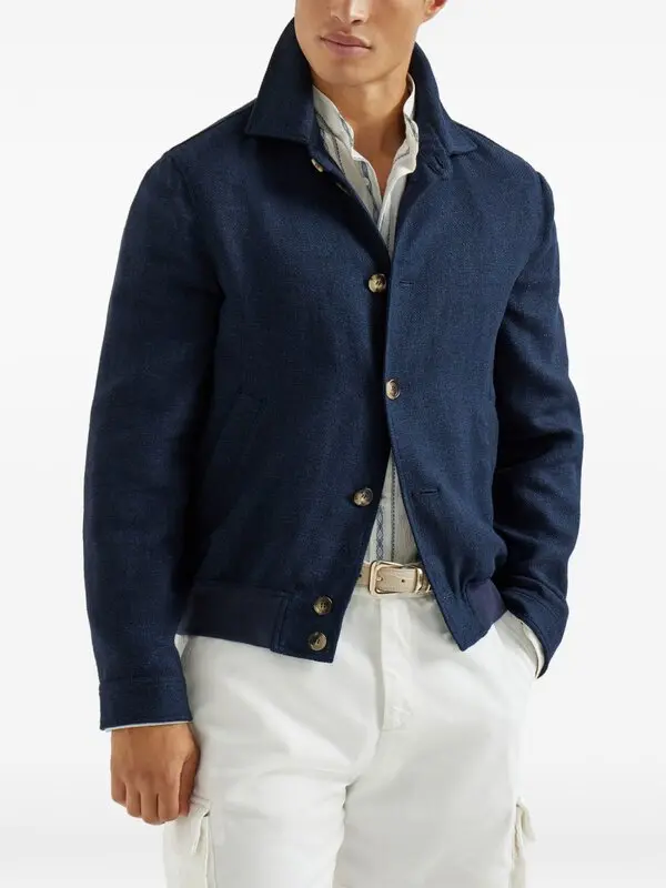 Brunello Cucinelli Linen And Silk Blend Blouson Jacket - Multicolor