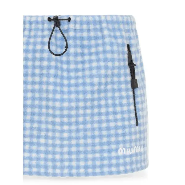 Miu Miu A-line Skirt With Check Pattern And Embroidered Logo
