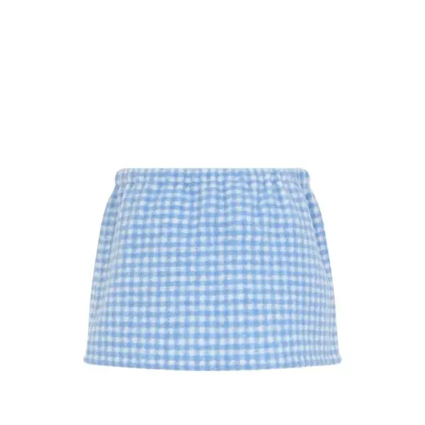 Miu Miu A-line Skirt With Check Pattern And Embroidered Logo