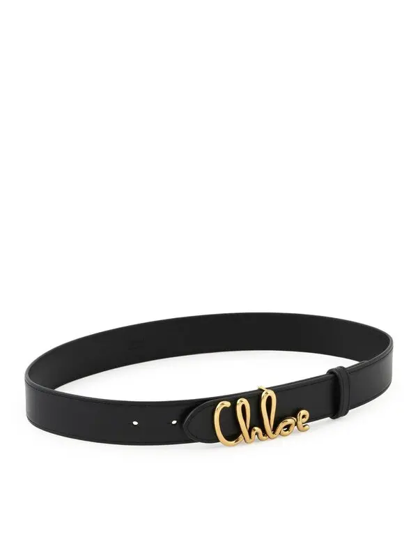 Chloé Calfskin And Brass Belt - Black