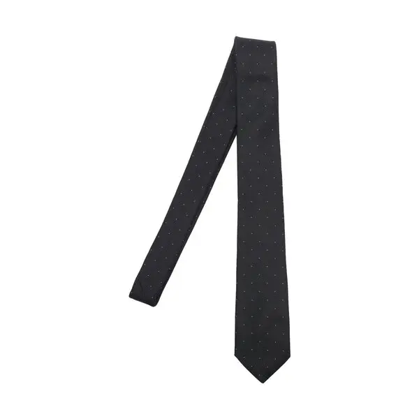 Saint Laurent Polka Dot Silk Tie - Black