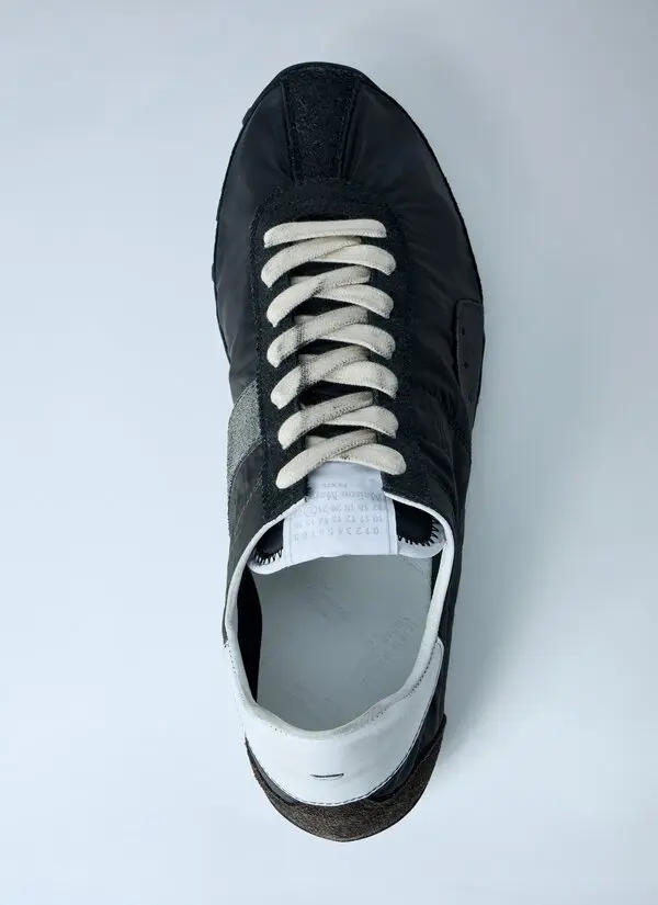 MAISON MARGIELA Leather And Suede Panel Sneakers - Black