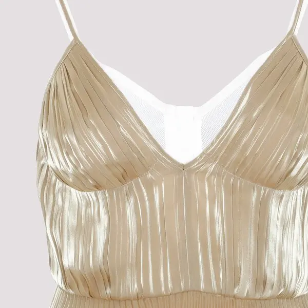 Prada Metallic Pleated Dress - Silver
