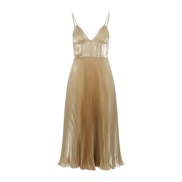 Prada Metallic Pleated Dress - Silver