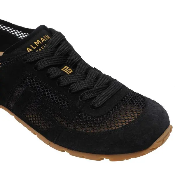Balmain Racer 45 Suede And Mesh Sneakers - Black