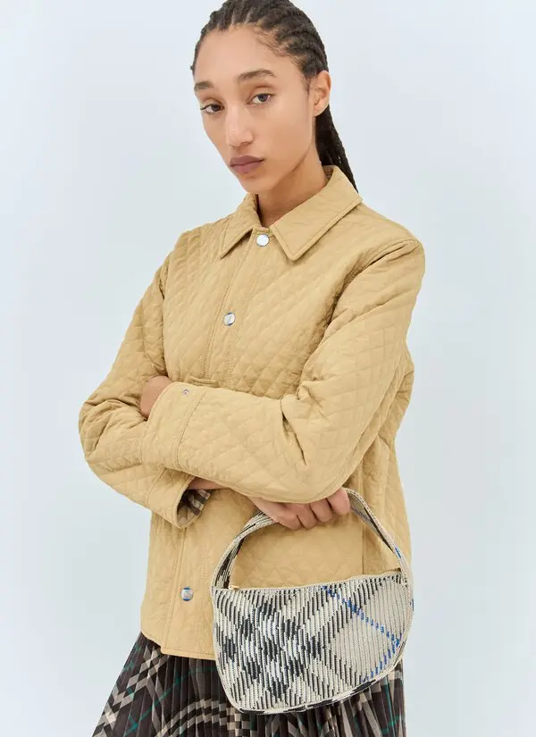 Burberry Check Mini Knitted Shoulder Bag - Cream