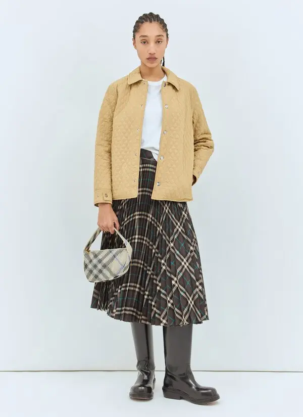Burberry Check Mini Knitted Shoulder Bag - Cream