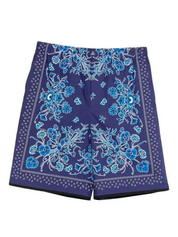 Gucci Blue Cotton Bandana Print Drawstring Shorts