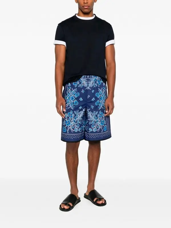 Gucci Blue Cotton Bandana Print Drawstring Shorts