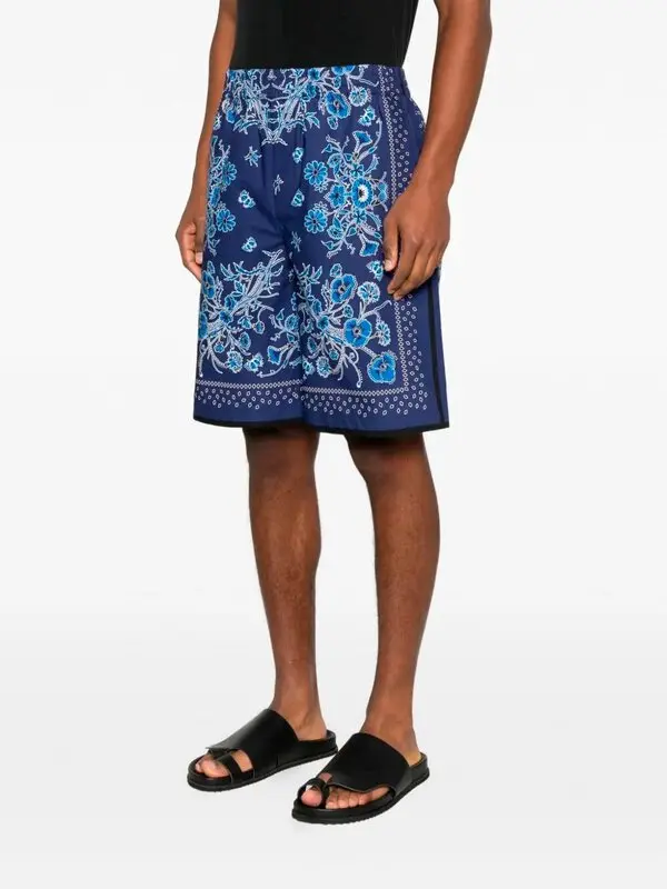 Gucci Blue Cotton Bandana Print Drawstring Shorts