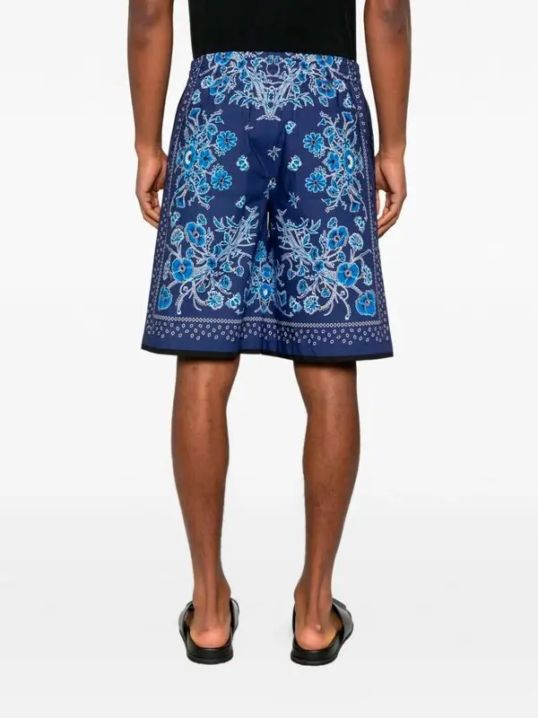 Gucci Blue Cotton Bandana Print Drawstring Shorts