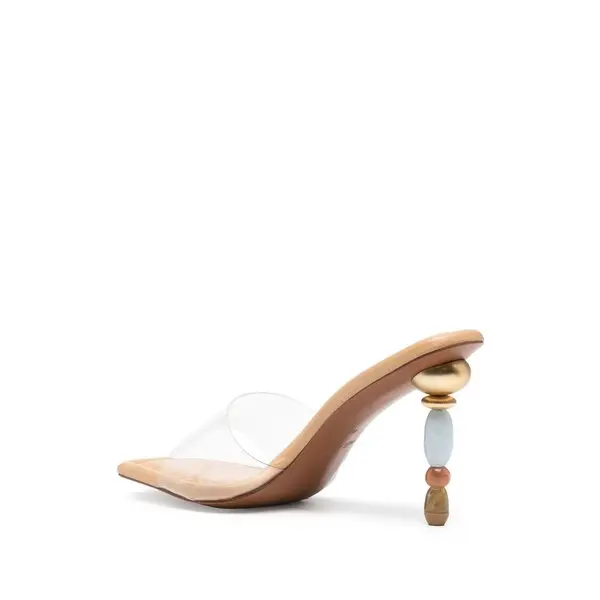 Cult Gaia Beaded Stiletto Heel Square Toe Mules