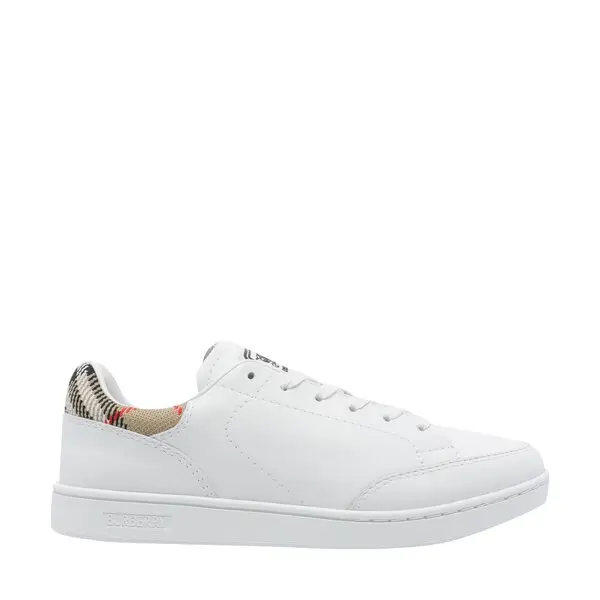 Burberry Leather Lace-up Sneakers With Check Print Detail - White