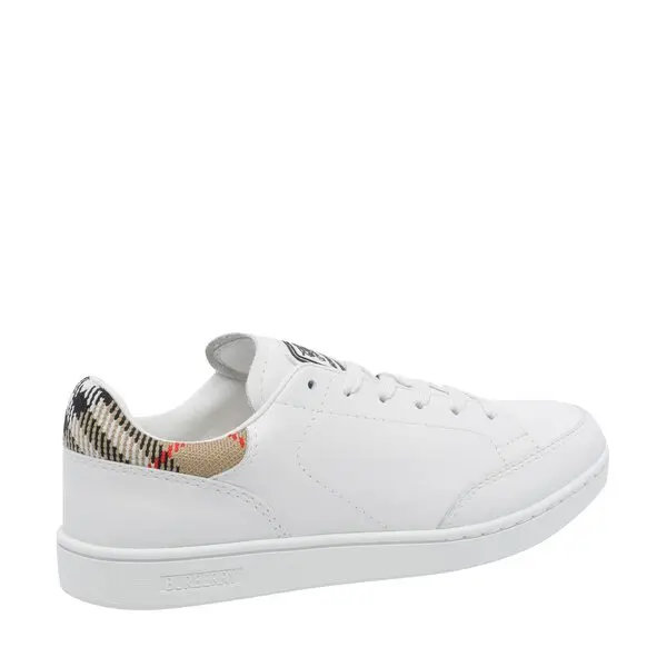 Burberry Leather Lace-up Sneakers With Check Print Detail - White