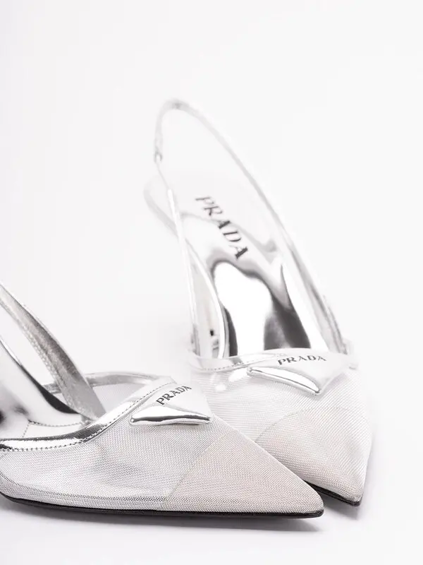 Prada Slingback Pumps With Mesh Toe - Multicolor