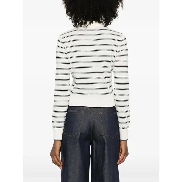 A.p.c. Striped Cotton Knit Cardigan - White